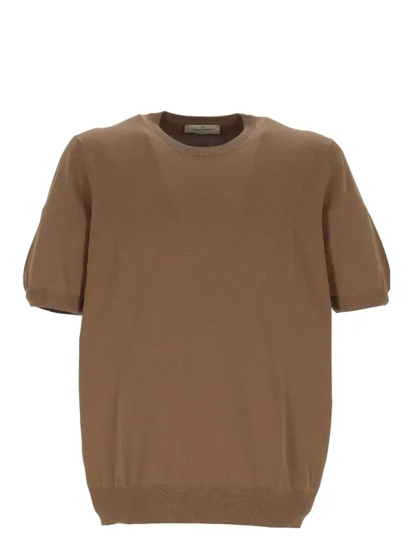 GRAN SASSO Short Sleeve Knit Sweater - Brown