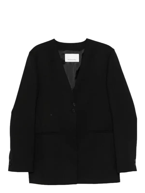 THE FRANKIE SHOP Long-sleeved Casual Jacket With Button Closure And Patch Pockets - Black