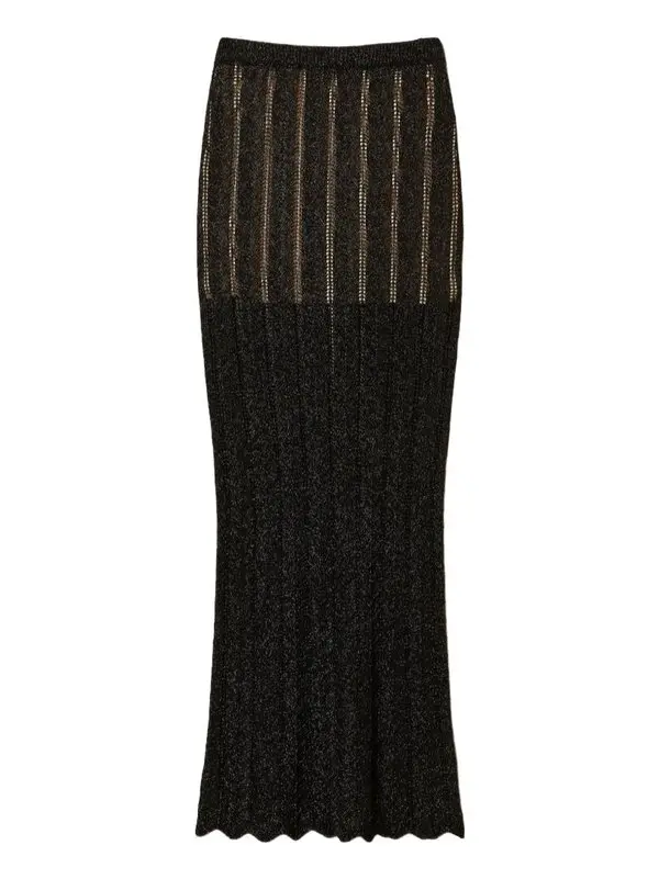 TWINSET Knitted Maxi Skirt With Openwork Hem - Black