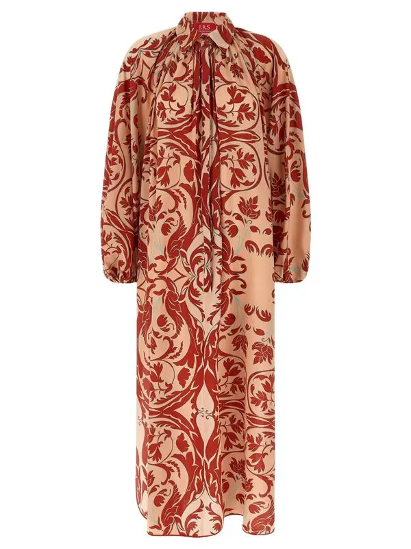 F.R.S FOR RESTLESS SLEEPERS Printed Puff Sleeve Maxi Dress - Nude
