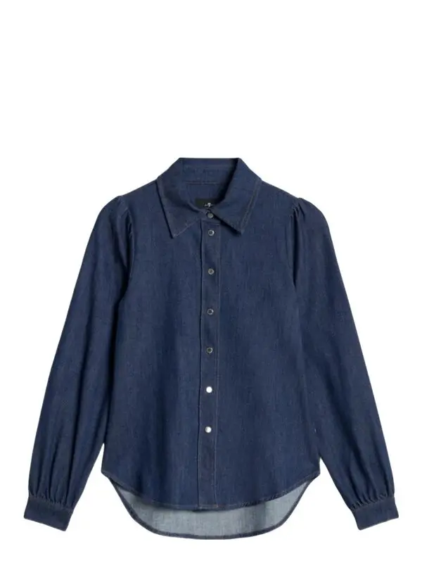 7 For All Mankind Puff Sleeve Shirt - Dark Blue