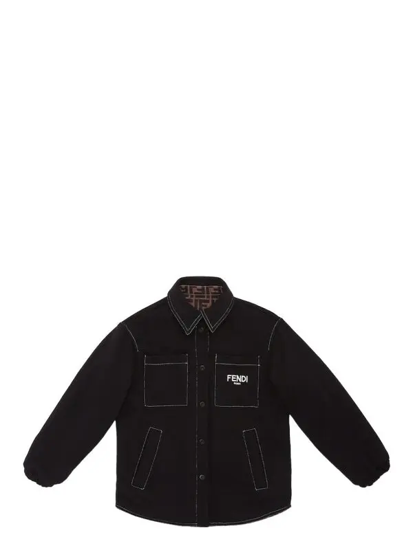 Fendi Reversible Ff Logo Embroidered Shirt Jacket - Black
