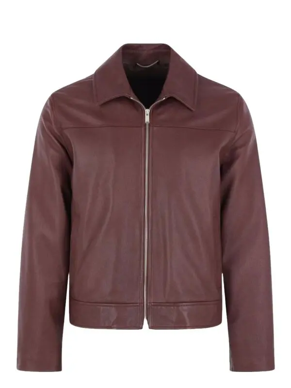LARDINI Long-sleeved Leather Jacket - Red
