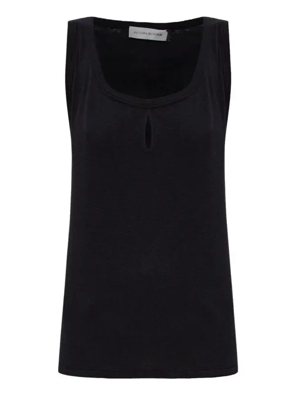 Victoria Beckham Round Neck Sleeveless Draped Top - Black