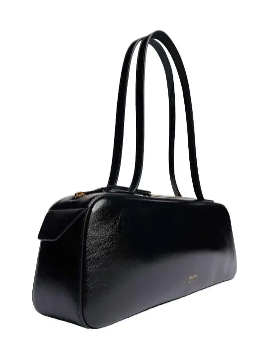 Khaite Simona Crackled Patent Shoulder Bag - Black