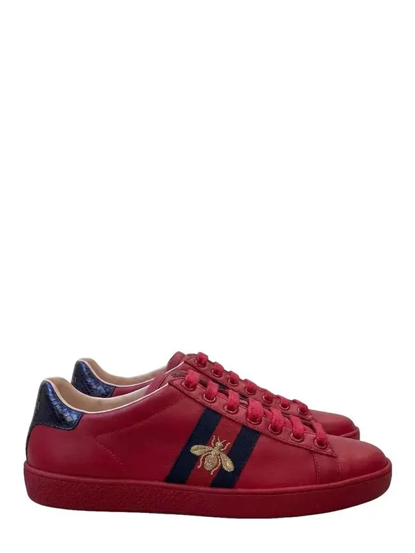 Gucci Embroidered Bee Low-top Sneakers - Red