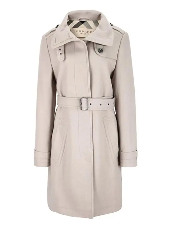 Burberry Long-sleeved Belted Windbreaker - Nude