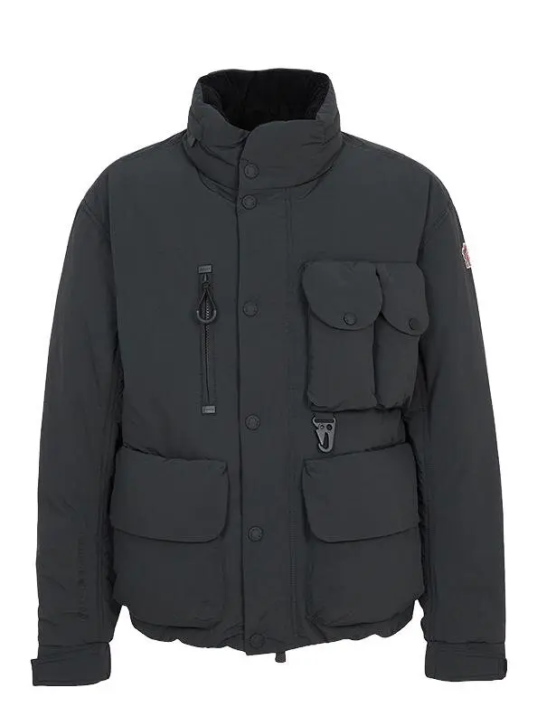 Moncler Long-sleeved Down Jacket With Stand-up Collar - Black