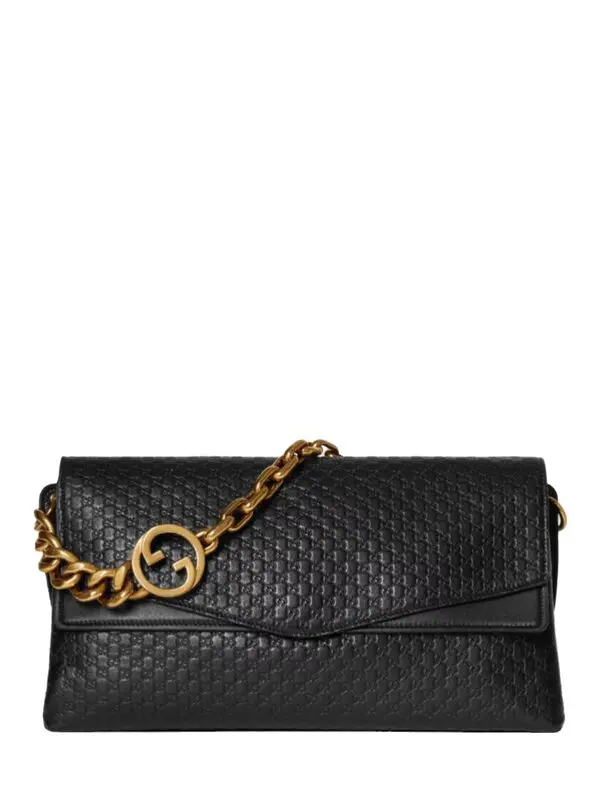 Gucci Chain Linked Large Shoulder Bag - Black
