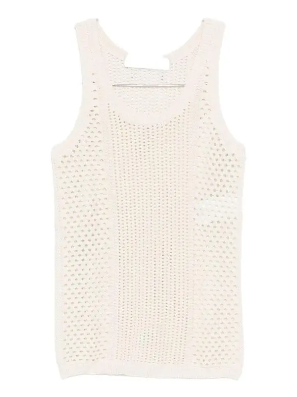 GOLDEN GOOSE Sleeveless Knit Top With Logo Patch - White