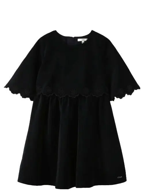 Chloé Embroidered Scalloped Dress - Black
