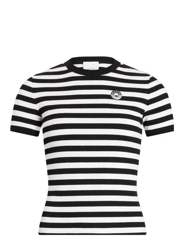 PATOU Ribbed Striped T-shirt With Round Neck - Black