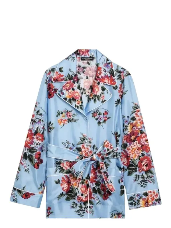 Dolce & Gabbana Floral Bouquet Printed Twill Shirt - Light Blue