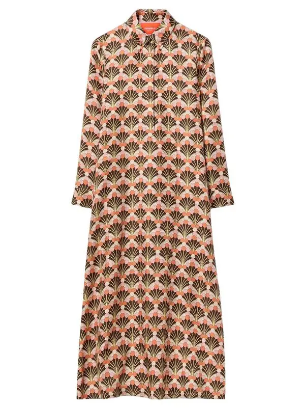 La DoubleJ Silk Twill Printed Shirt Dress - Brown