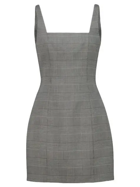 Balmain Sleeveless Mini Dress With Square Neckline - Gray