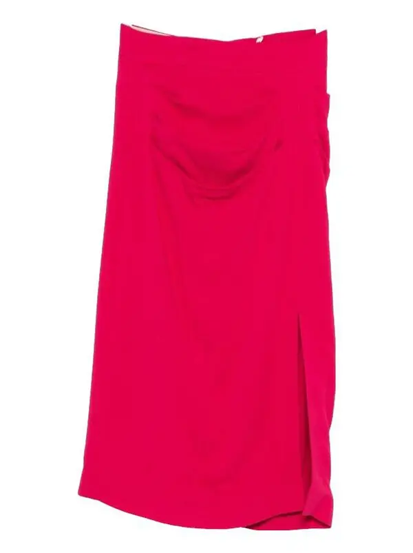 Valentino Garavani Zipped Midi Skirt With Pleated Details And Slit - Red