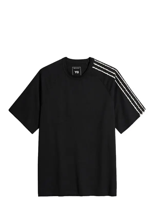 Y3 Raw Edge 3-stripes Short-sleeved T-shirt - Black