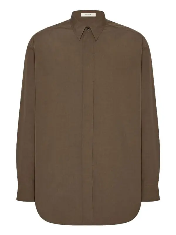 THE ROW Nilo Poplin Shirt - Nut Brown