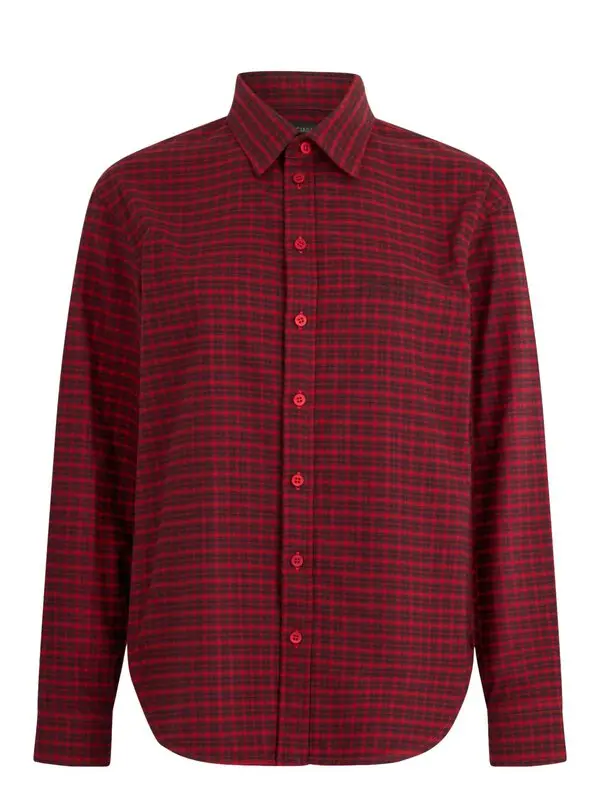 Balenciaga Checkered Long-sleeve Shirt - Wine Red
