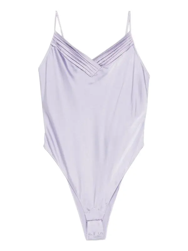 FORTE_FORTE V-neck Ruched Bodysuit - Lilac