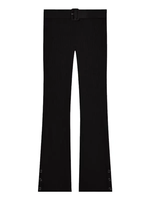 COURREGES Courrèges Belted Rib-knit Flare Trousers - Black