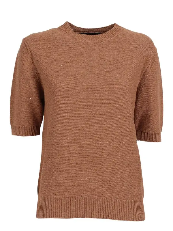 Fabiana Filippi Short-sleeved Crewneck Jumper - Brown