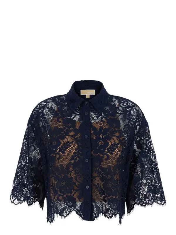 Michael Kors Lace Cropped Shirt - Black