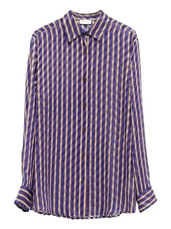 Dries Van Noten Printed Collared Long-sleeve Shirt - Purple