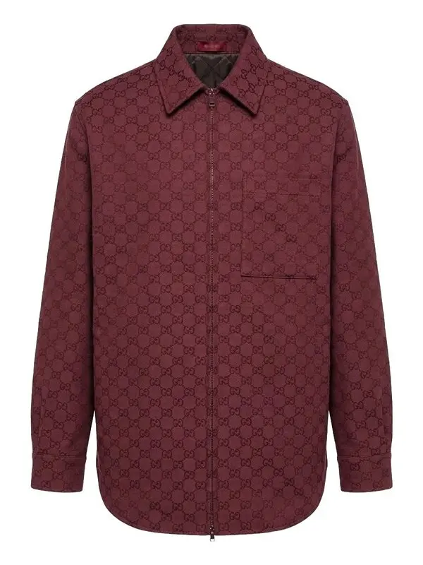 Gucci Gg Canvas Zip Jacket - Wine Red