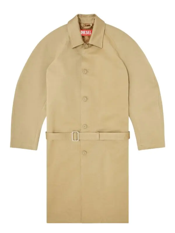 DIESEL® J-roun Cocoon Sleeve Belted Trench Coat - Light Brown