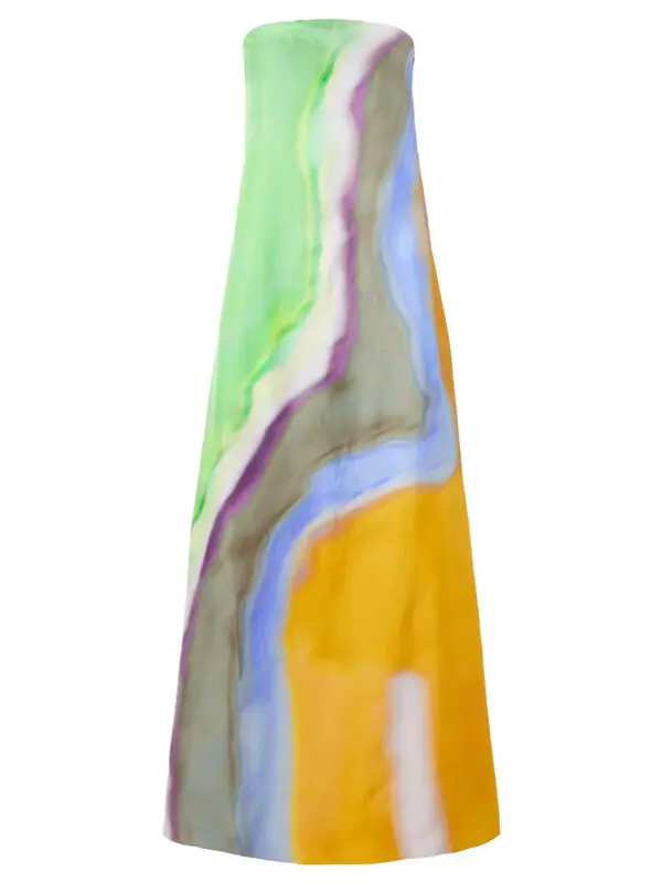 Christopher Esber Aura Strapless Printed Silk Twill Maxi Dress - Multi-color