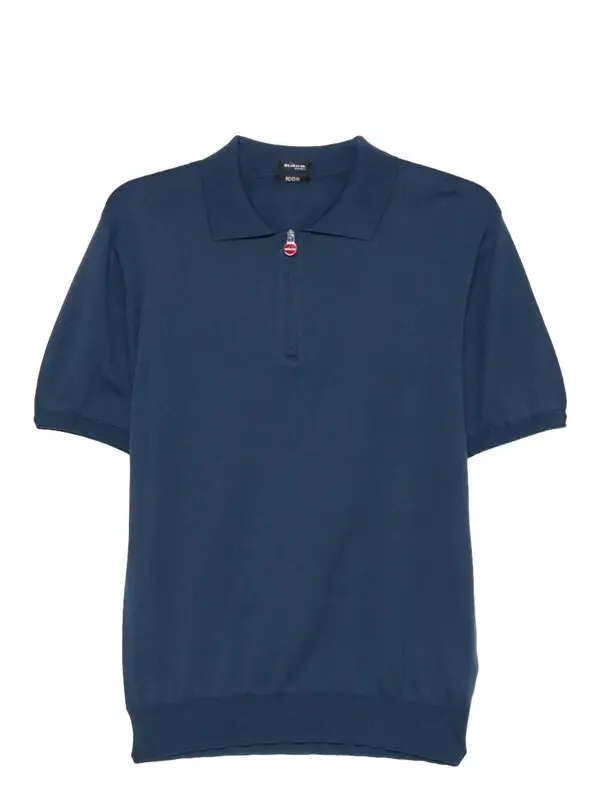 Kiton Short-sleeved Zip-up Polo Shirt - Blue