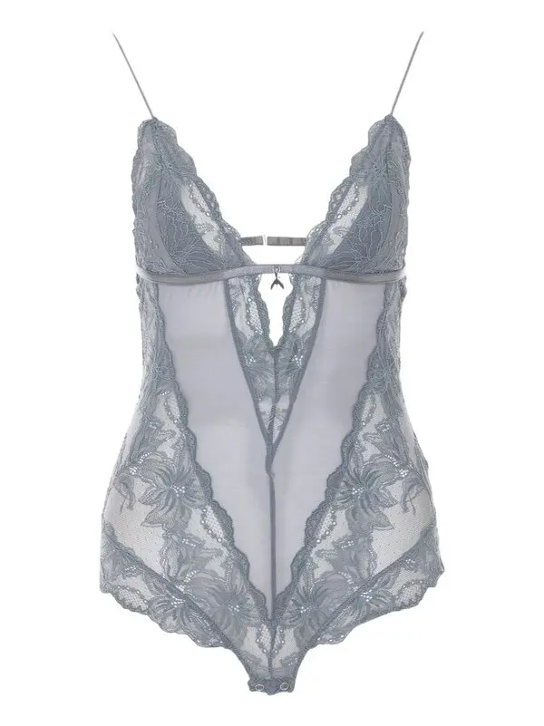 Patrizia Pepe Lace Sheer Bodysuit - Gray
