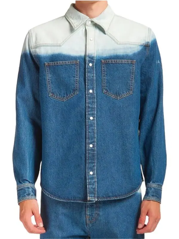 Marni Dip-dye Curved Hem Denim Shirt - Blue