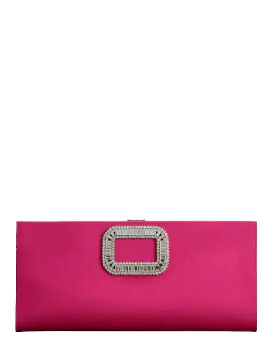 ROGER VIVIER Embellished Clutch Bag - Burgundy Red