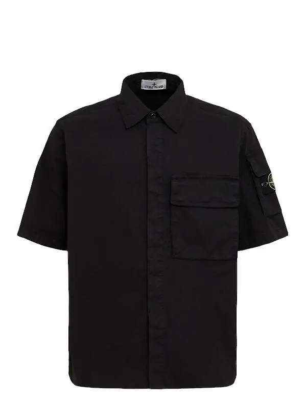 Stone Island Stretch Cotton Twill Shirt - Black