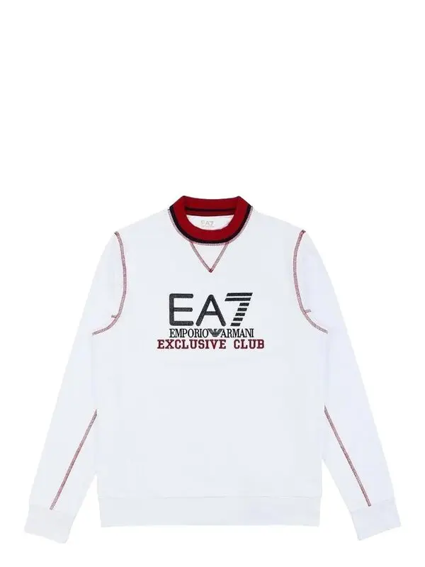 EA7 Logo Crew Neck Sweater - White