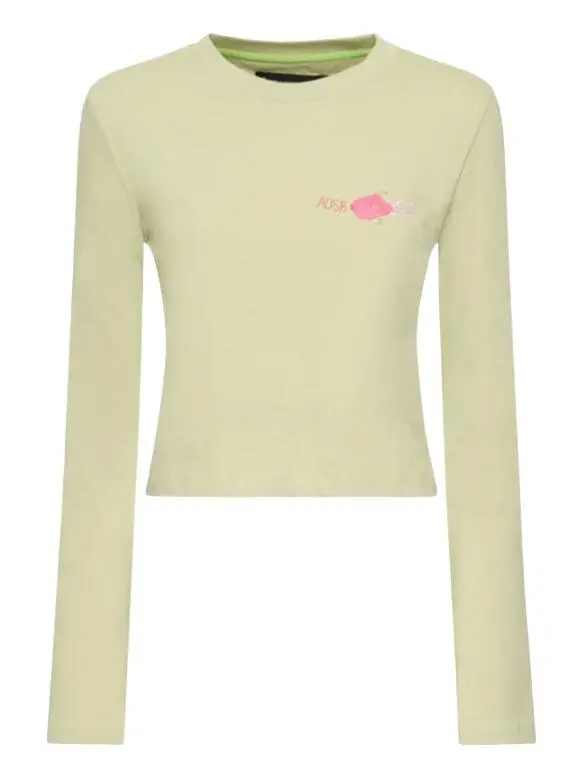 Andersson Bell Crazy Fish Long-sleeve Cotton T-shirt - Light Green