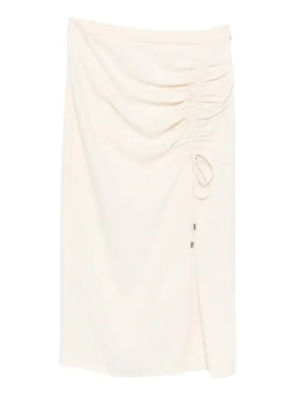 Patrizia Pepe Midi Skirt With Drawstring Detail - White