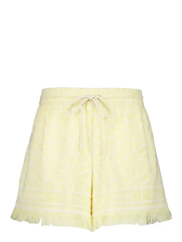 Zimmermann Coco Fringed Jacquard Shorts - Light Yellow