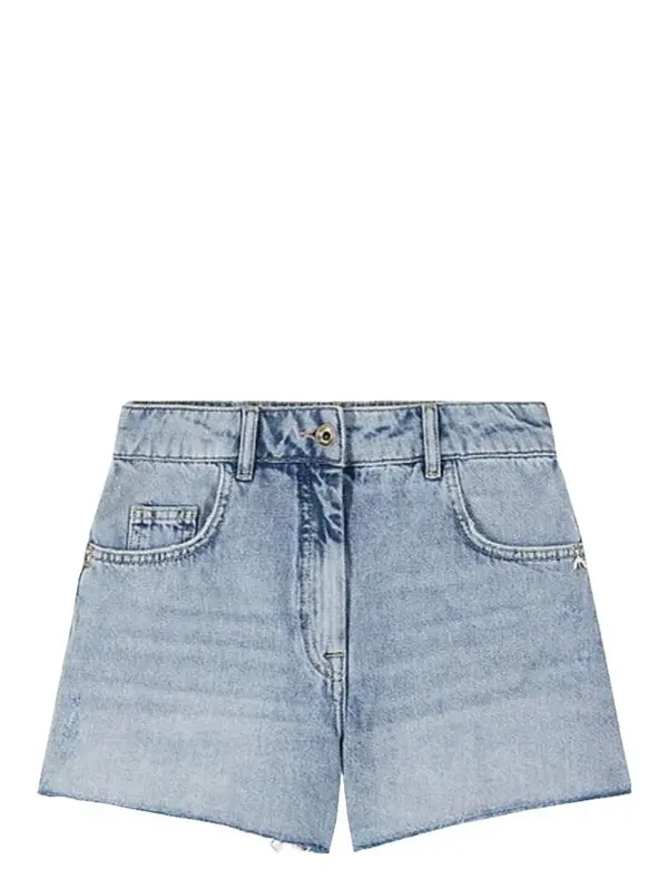 Patrizia Pepe Denim Shorts With Frayed Hem - Gray