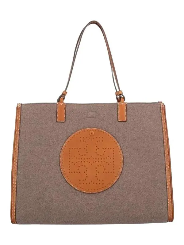 Tory Burch Ella Logo-perforated Tote Bag - Brown