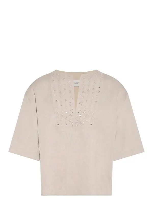 YVES SALOMON Short Sleeve Top - Off-white