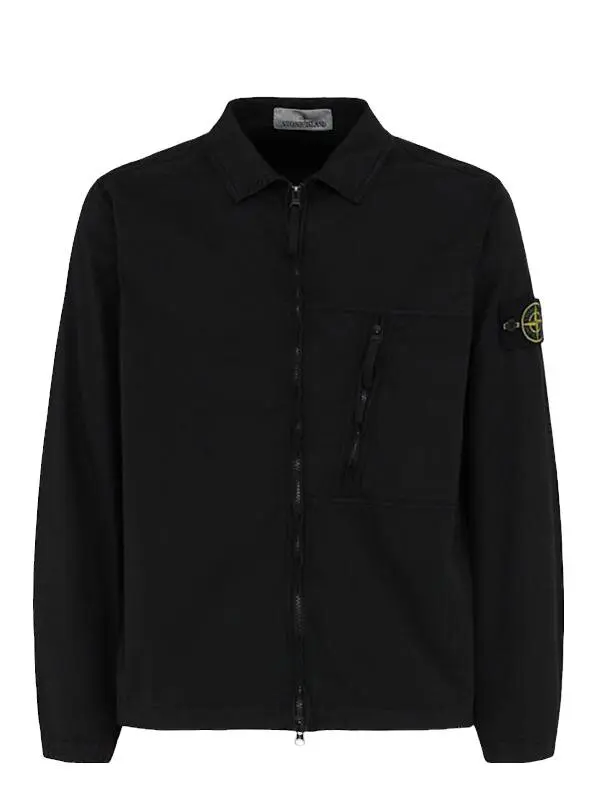 Stone Island Stretch Cotton Twill Shirt - Black