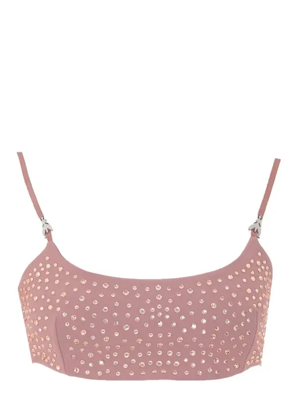 Patrizia Pepe Crystal Embellished Cropped Top - Pink