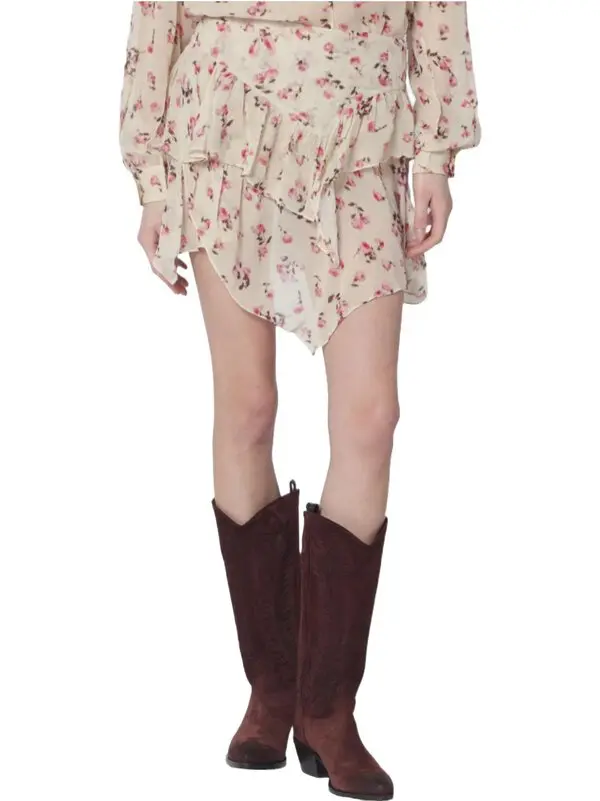 Isabel Marant Étoile Lolita Floral Ruffled Mini Skirt - Nude