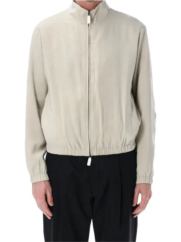 Emporio Armani Zip-up Bomber Jacket - Nude