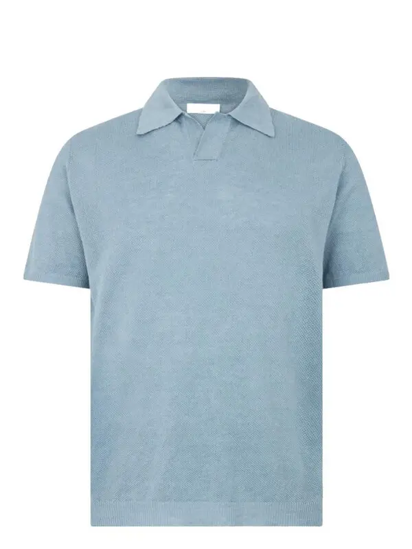 ROBERTO COLLINA Linen Knit Polo Shirt - Blue