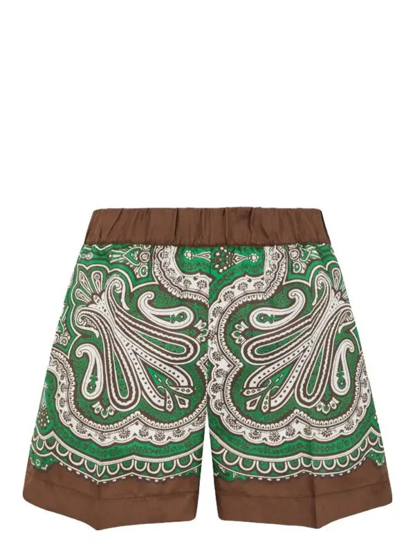 P.a.r.o.s.h Paisley Print Silk Shorts - Green