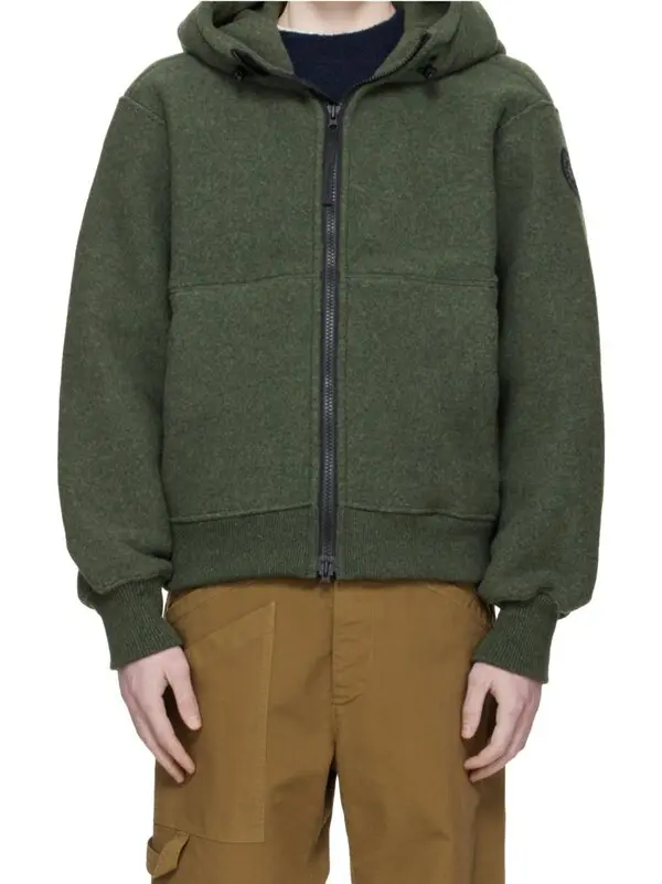 Canada Goose Logo-patch Hooded Bomber Jacket - Khaki